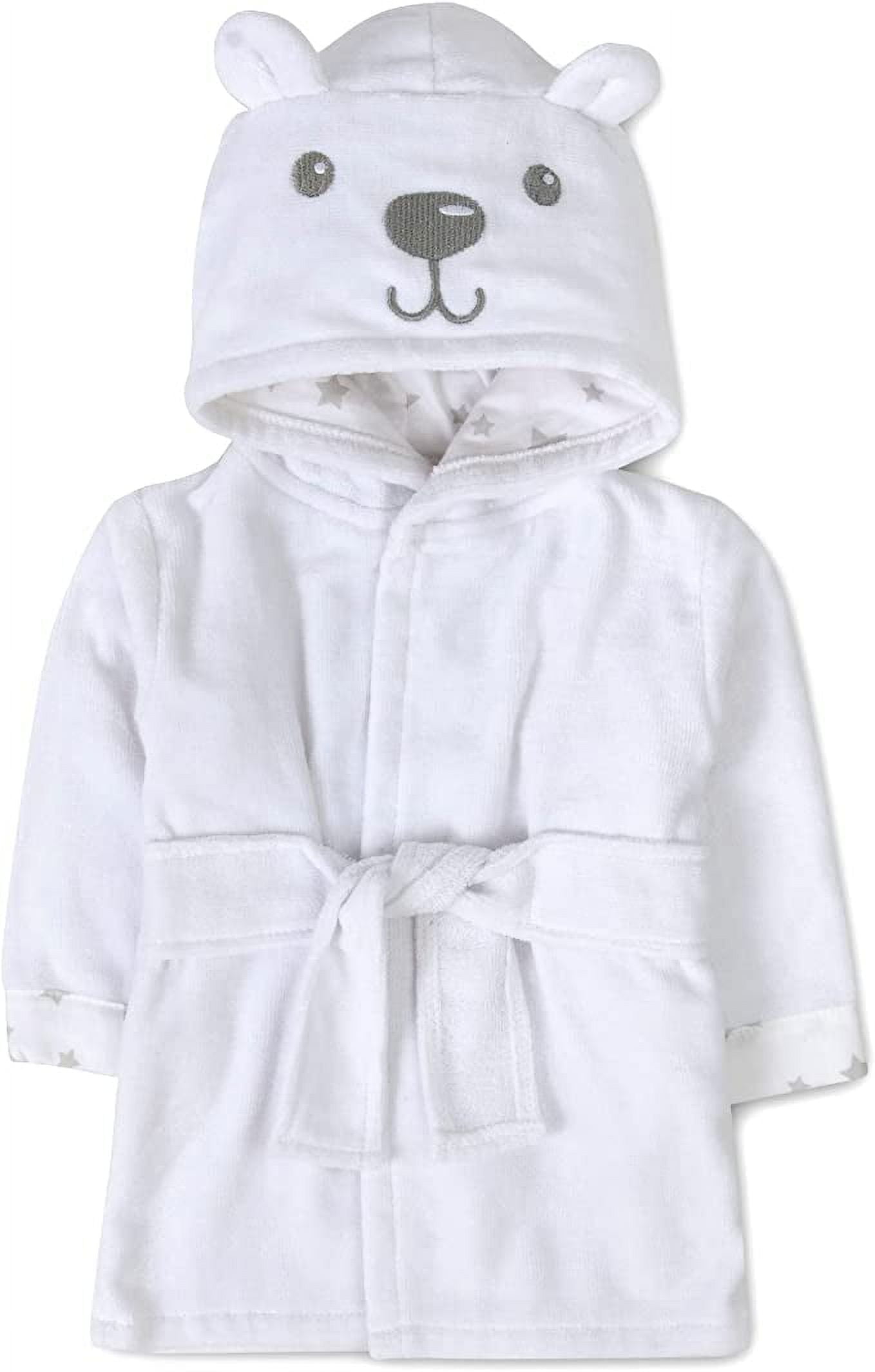 Baby Essentials Hooded Baby Animal Bathrobe with Tie Closure for ...