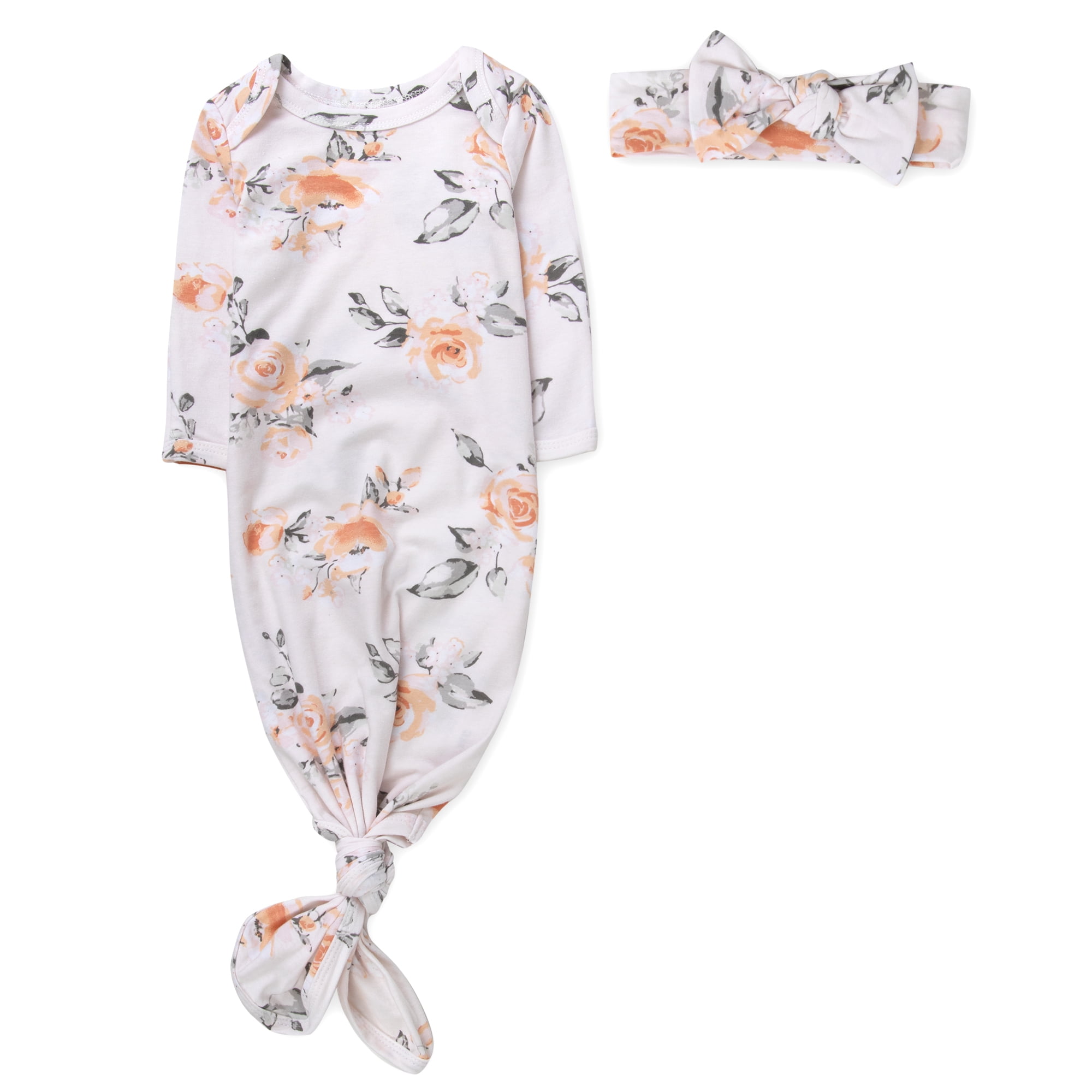 Baby Essentials Long Sleeve Knotted Patterned Sleeping Gown with ...