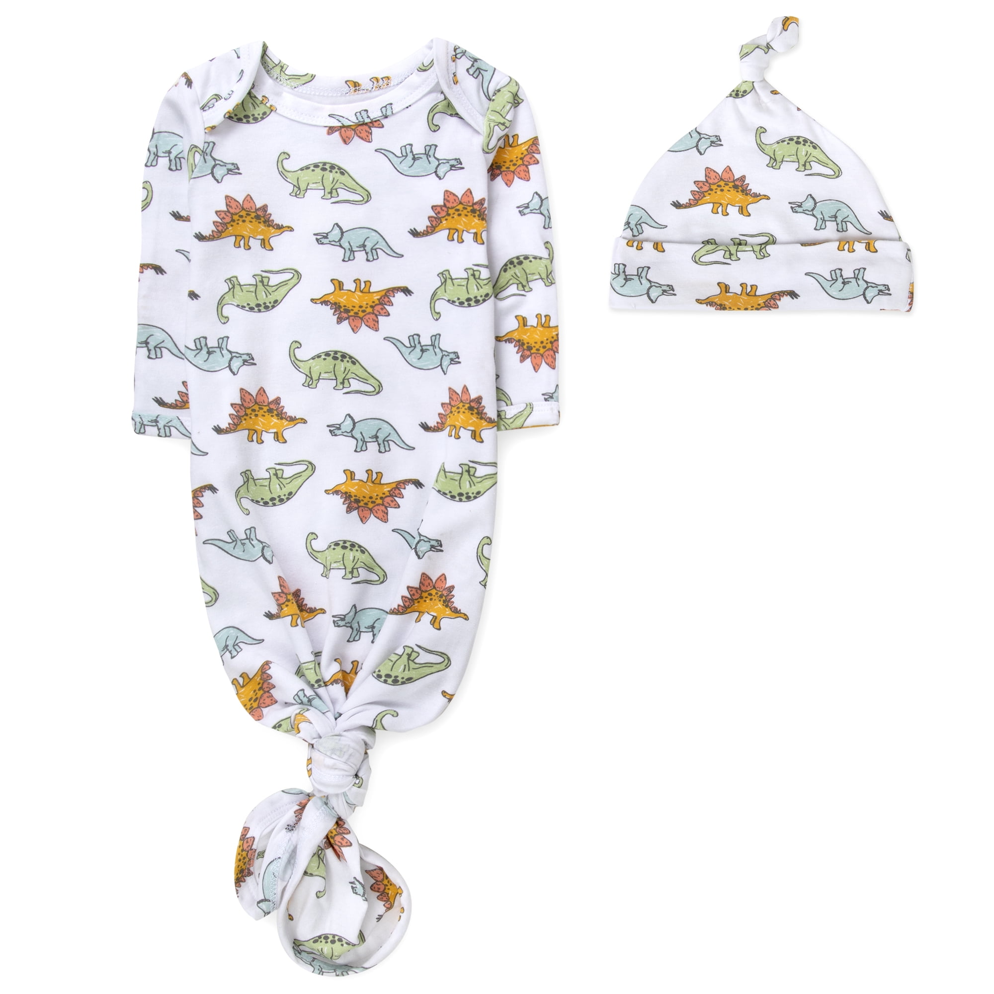 Baby Essentials Long Sleeve Knotted Patterned Sleeping Gown with ...