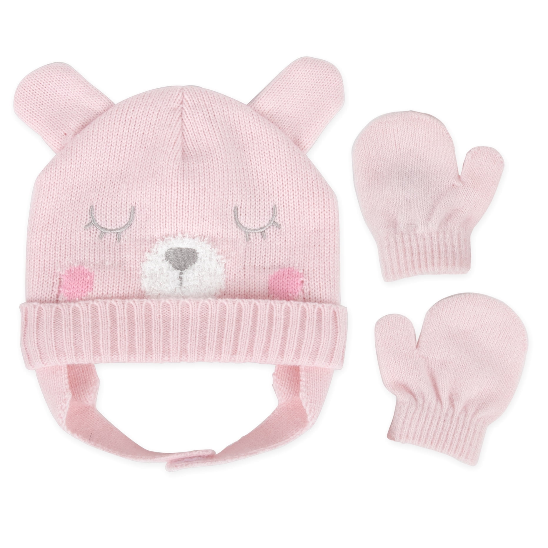 Baby Essentials Stretch Knit Fleece Insulated Trapper Hat with Bear ...