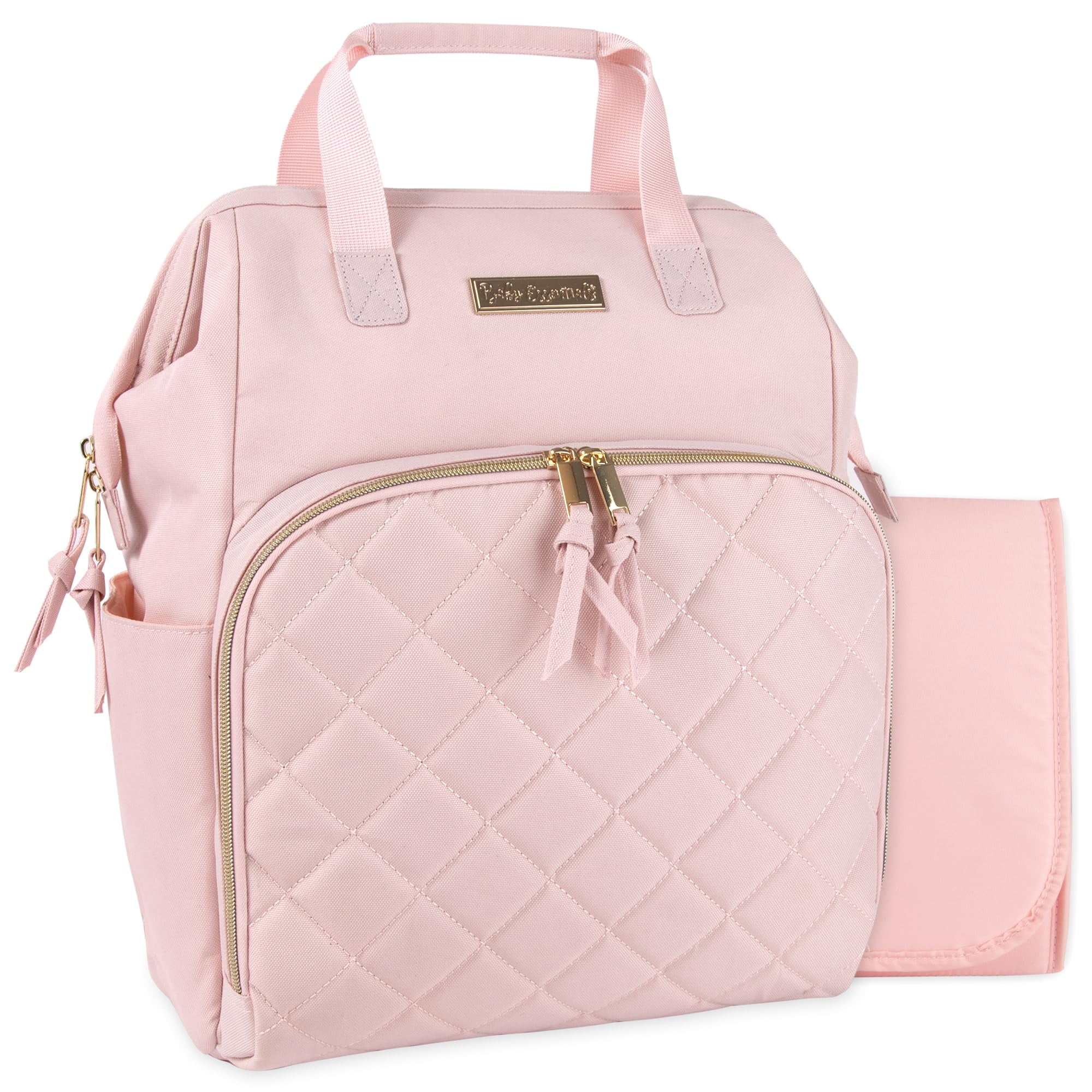 Baby Essentials Mauve Pink Quilted Diaper Bag Backpack with Dual Zipper ...