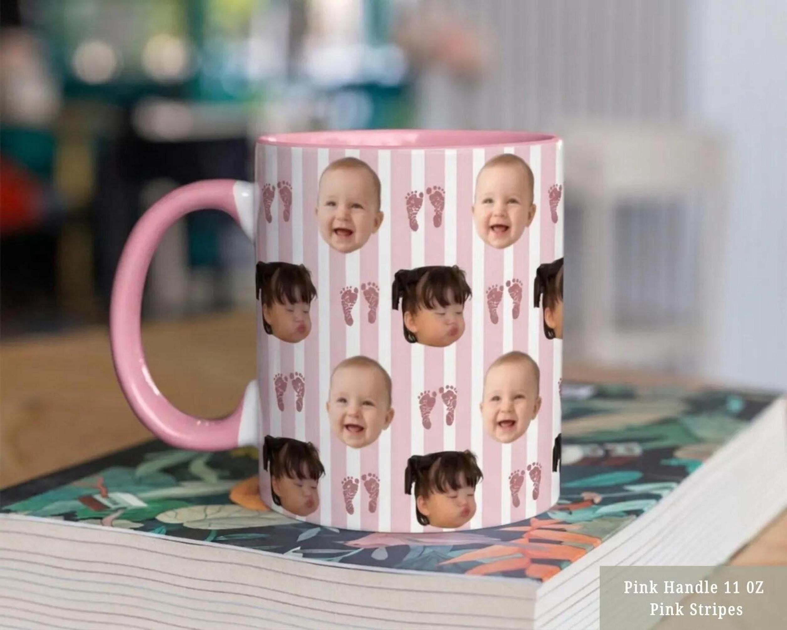Baby Face Mug, Stripe Baby Photo Cup, New Mom Or Dad Coffee Mug, Funny ...