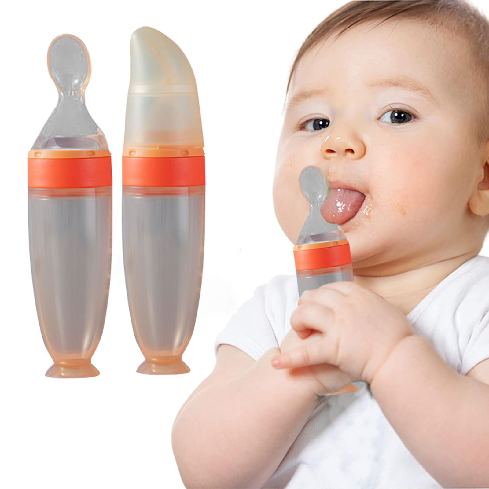 Baby Feeding Spoon, Food Grade Liquid Silica Gel Suction Cup Extrusion ...
