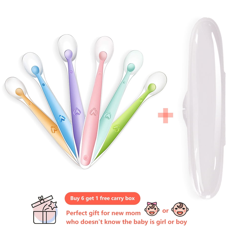 Baby Feeding Spoon Soft Silicone Temperature Sensing Candy Color ...