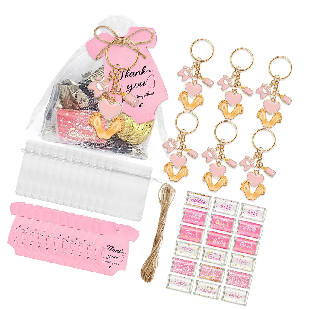 Baby Feet Keychain Set with Thank You Label Drawstring Bag Wrapping ...