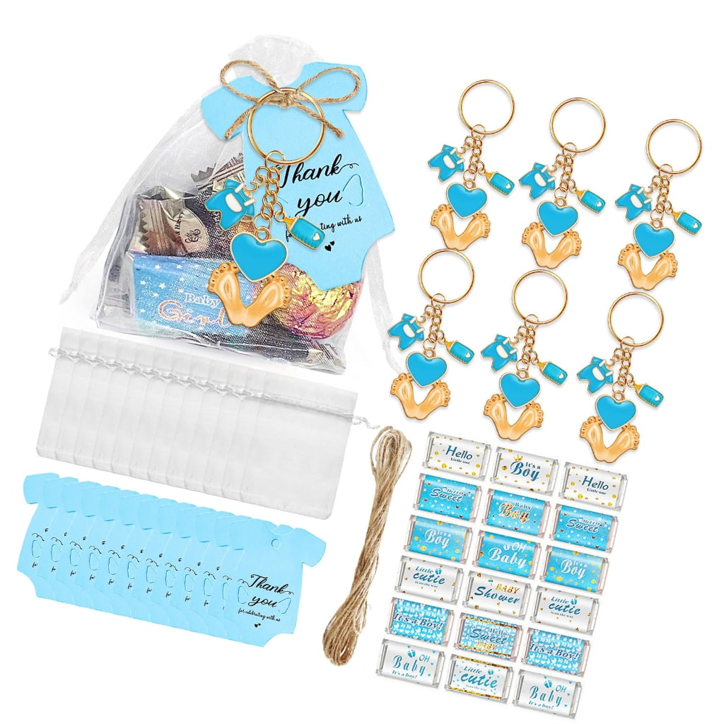 Baby Feet Keychain Set with Thank You Label Drawstring Bag Wrapping ...