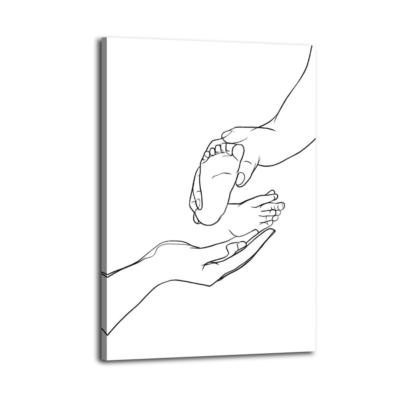 Baby Feet Line Art Poster Great Wall Art for Home Decor, Made in USA ...