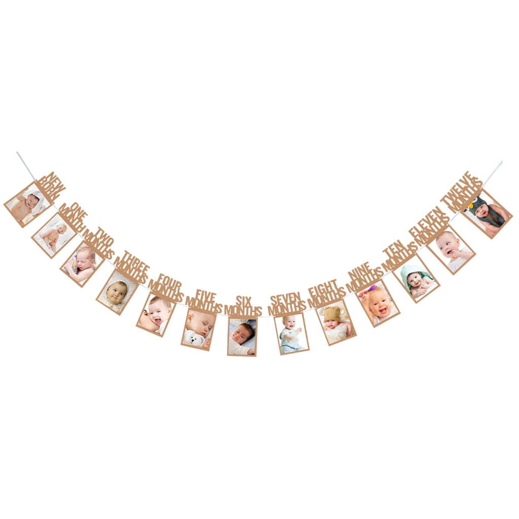 Baby First Year Photo Banners 12 Months Frame Set for Boy Girl Showcase ...
