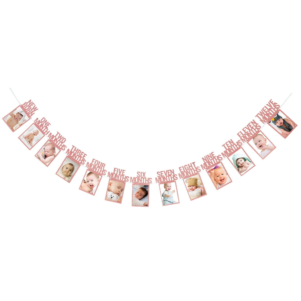 Baby First Year Photo Banners 12 Months Frame Set for Boy Girl Showcase ...