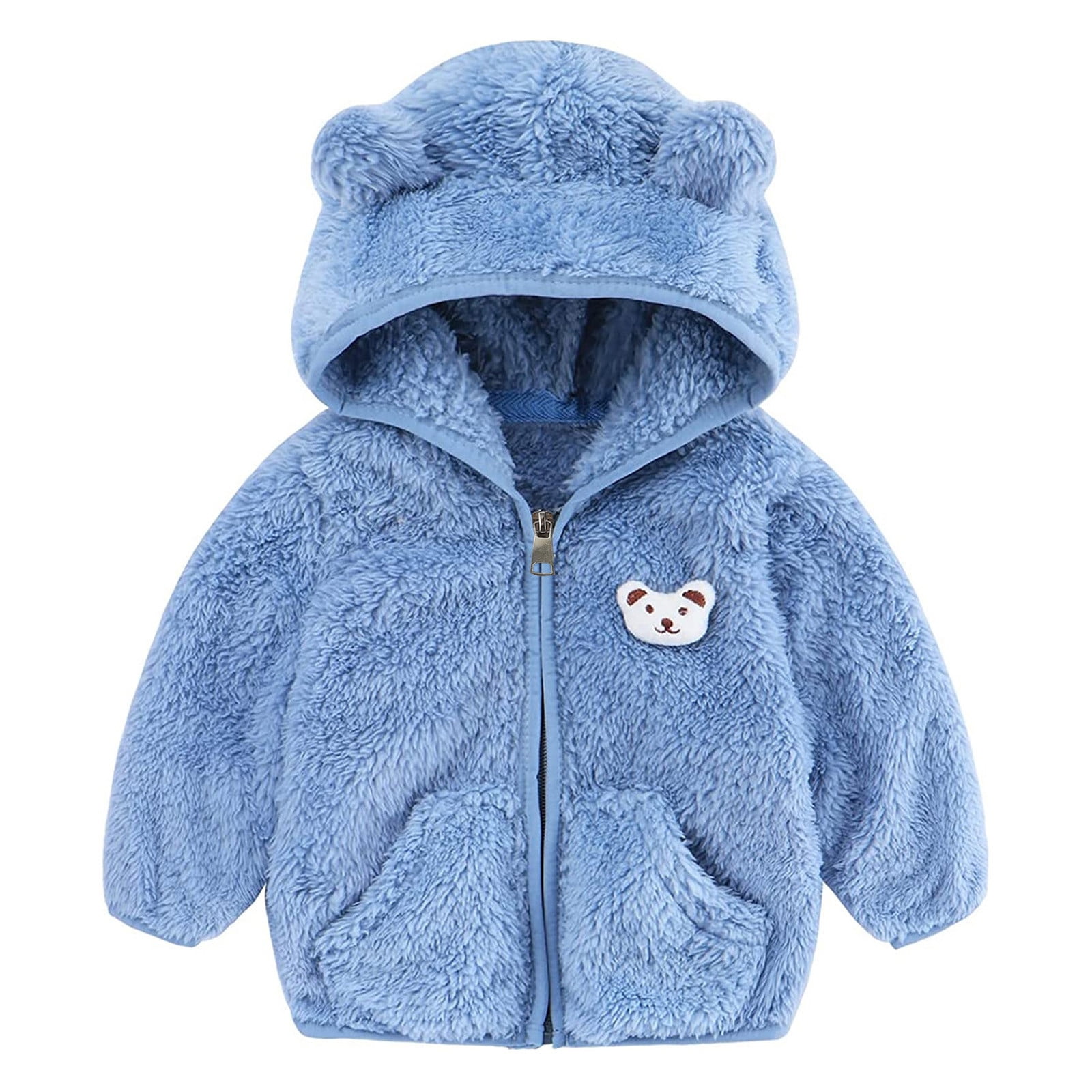 Baby Jacket with Hooded Cute Cartoon Printed Solid Long Sleeve ...