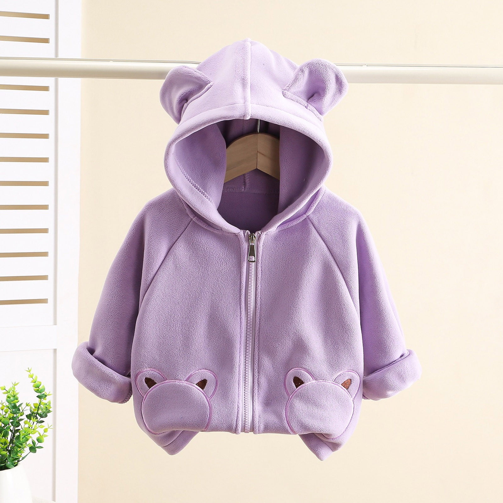 Baby Jacket with Hoodie Cute Cartoon Animal Printed Long Sleeve ...