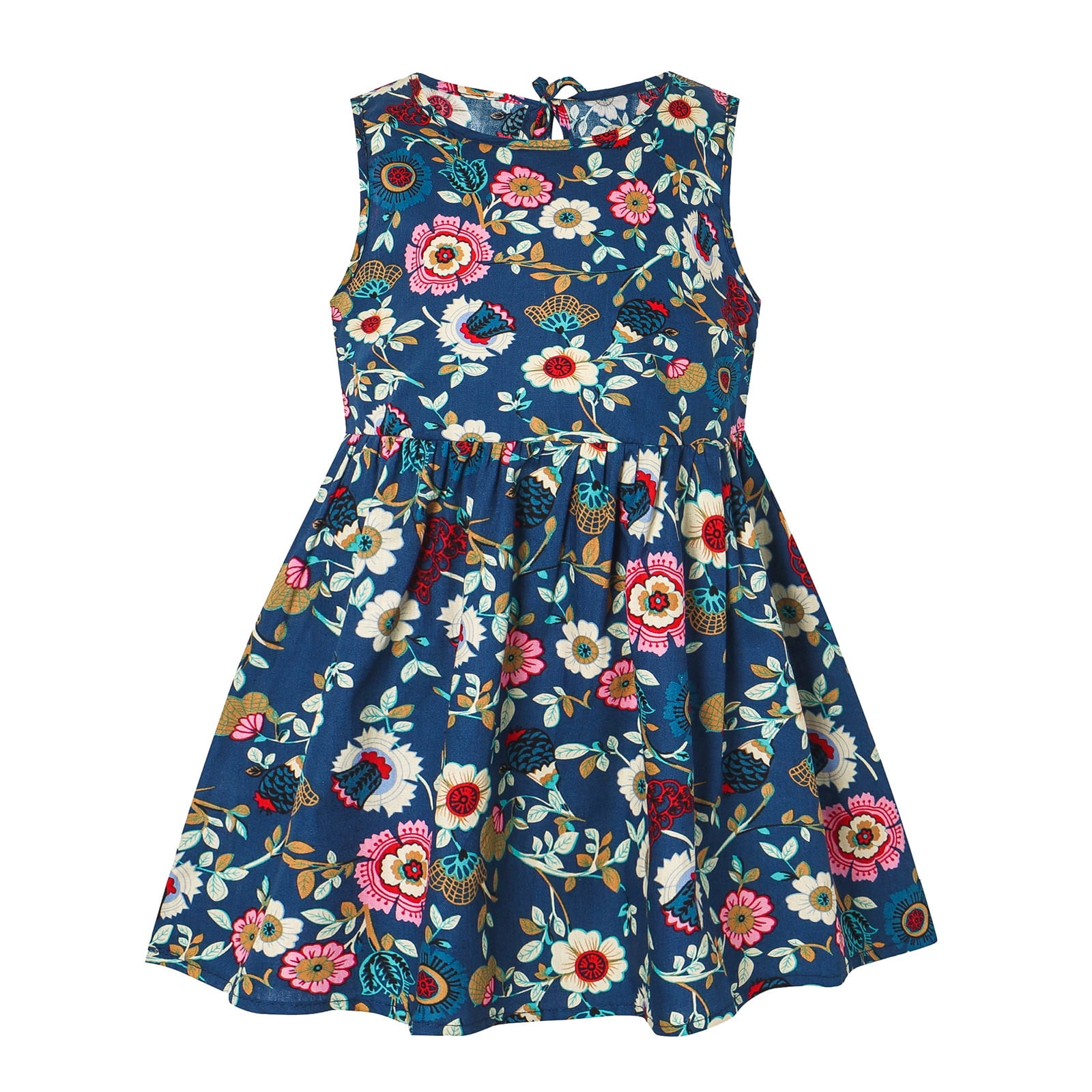 Baby Flower Girl Dress Casual Kids Sleeveless Flower Floral Print ...