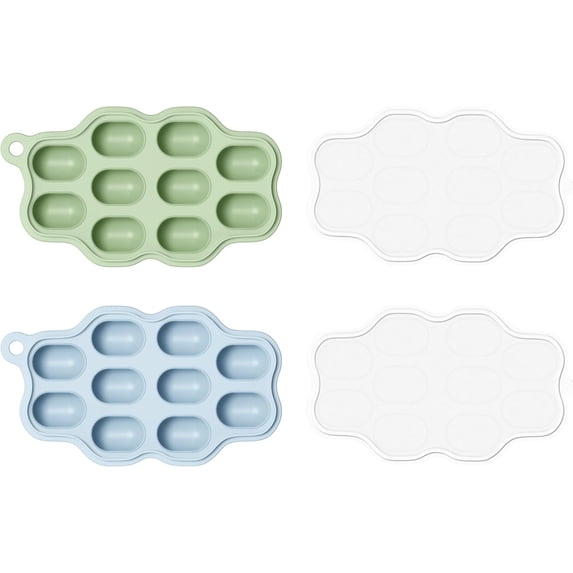 Baby Food Freezer Tray with Lid 2 Pack, Silicone Storage Containers ...