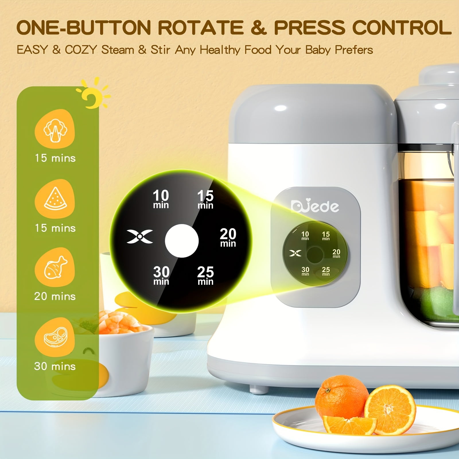Baby Food Maker - One-Touch Auto Cook, Steam & Blend | 3-in-1 Puree ...