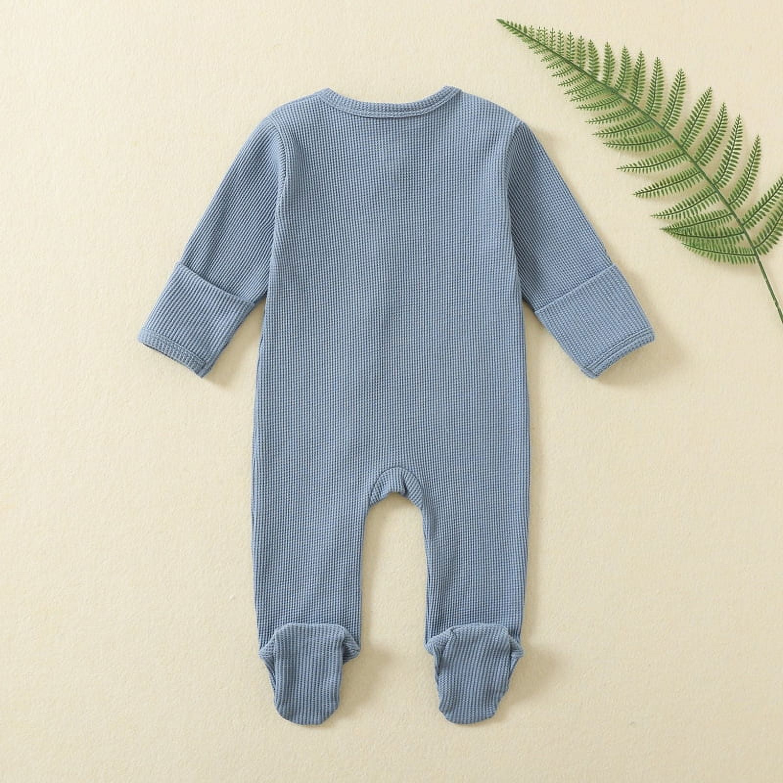 Baby Footie Pajama with Mitten Cuffs, Double Zipper Infant Cotton ...