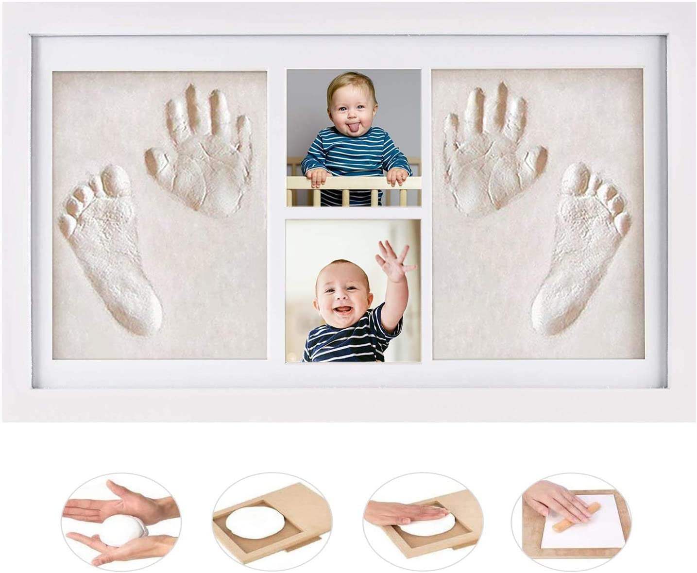 Baby Footprints Frame, Baby Handprint Kit for Birth List, Memorable ...
