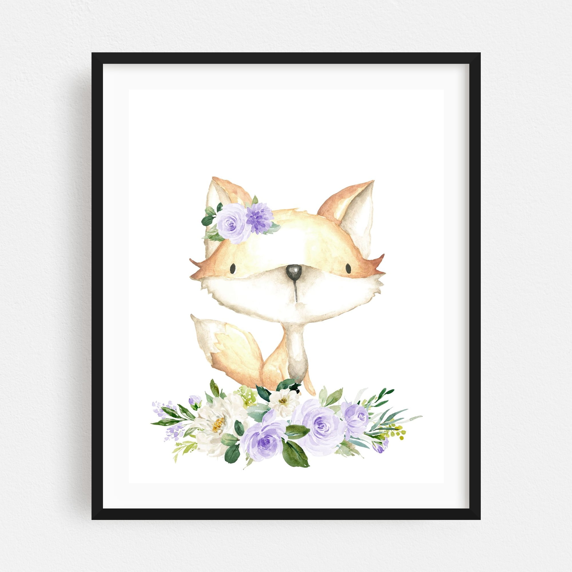 Baby Fox, Forest Animals, Woodland Animals, Boho, Purple Flowers ...