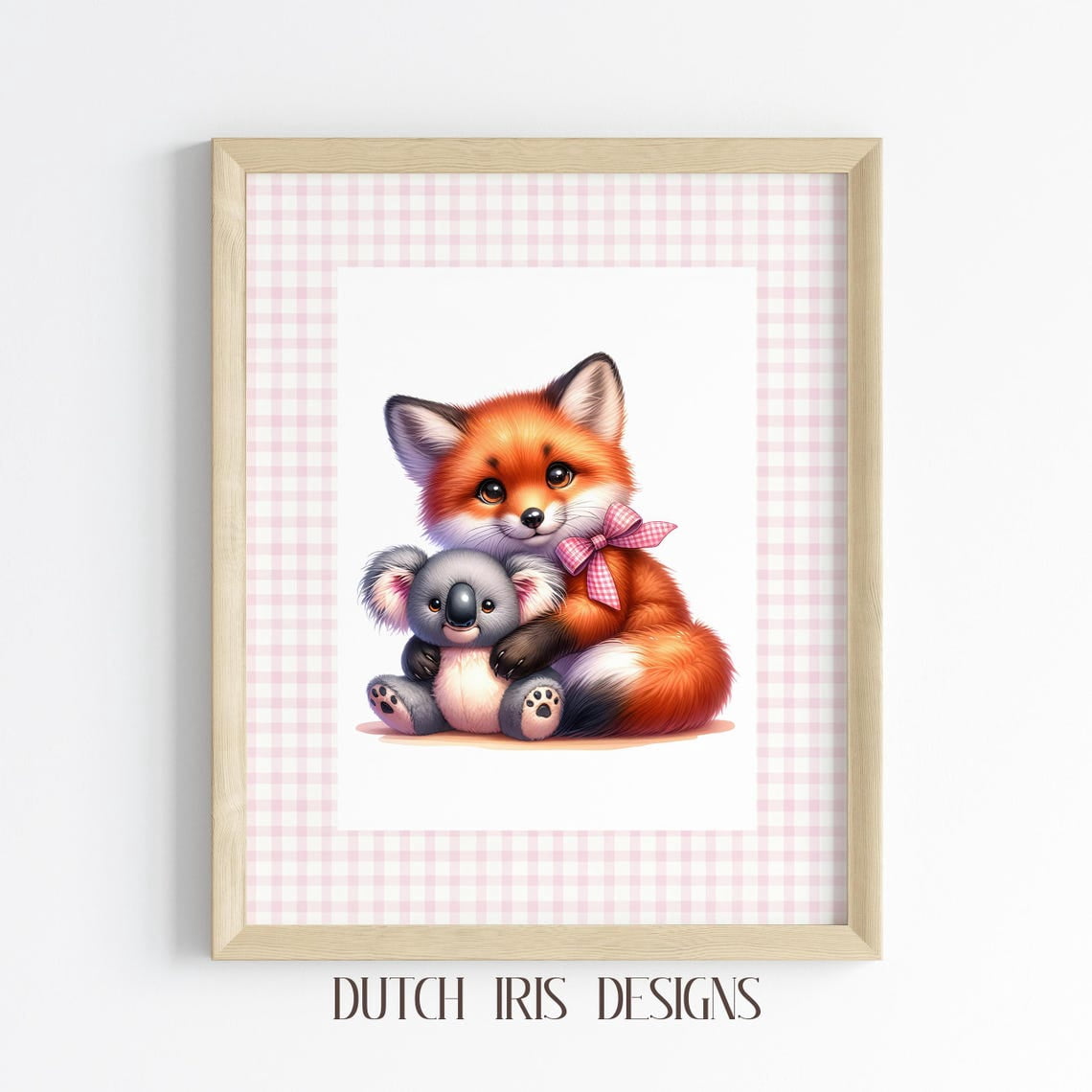 Baby Fox Hugging Koala Print, Pastel Nursery Wall Art, Cozy ...