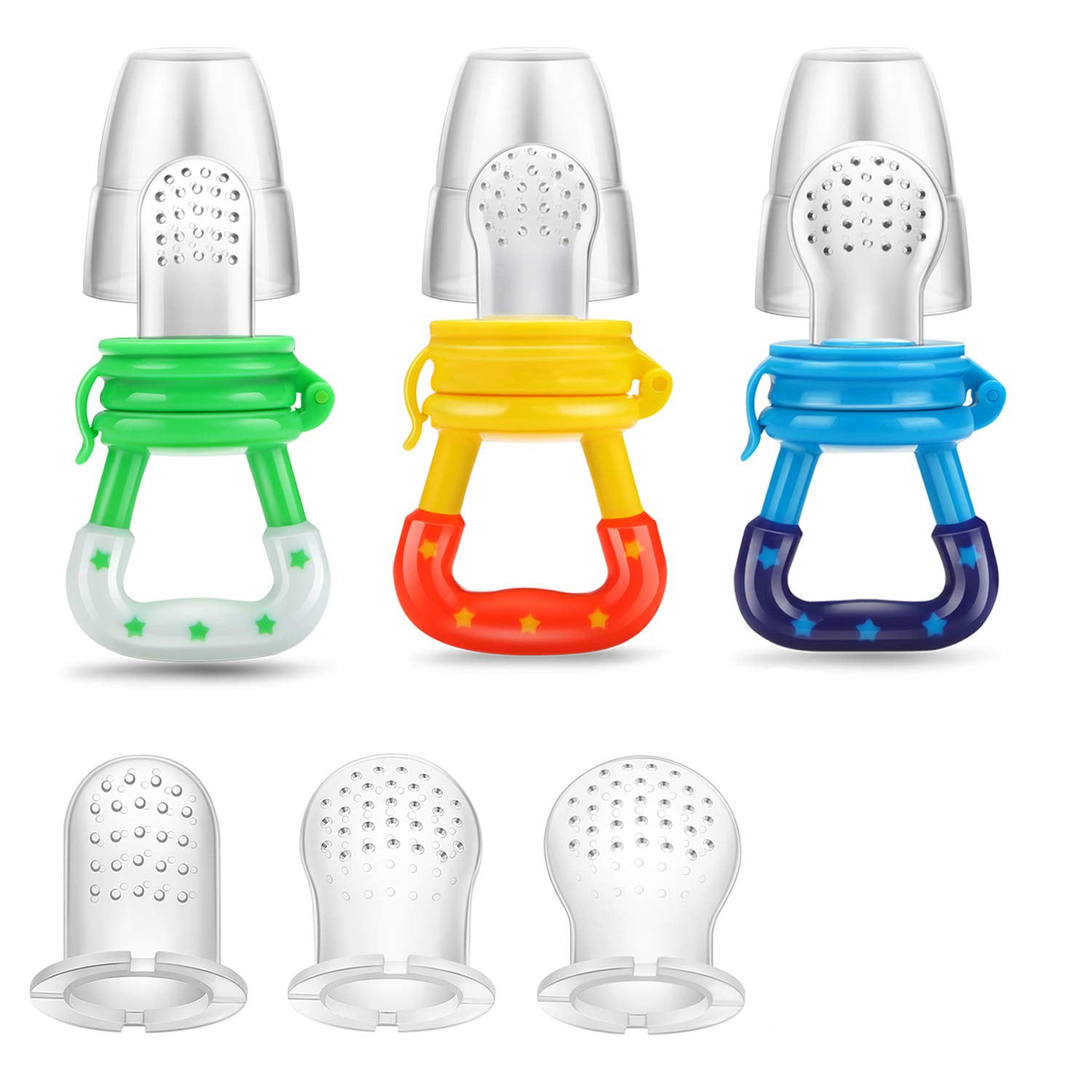 Baby Fruit Feeder Pacifier (3 Pack) - Silicone Fresh Food Nibbler ...