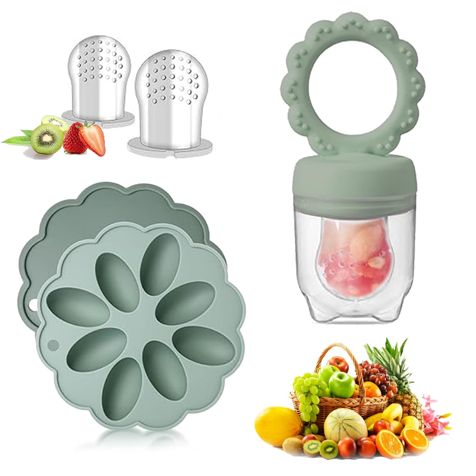Silicone Baby Fruit Food Feeder Baby Food Freezer Tray Storage ...