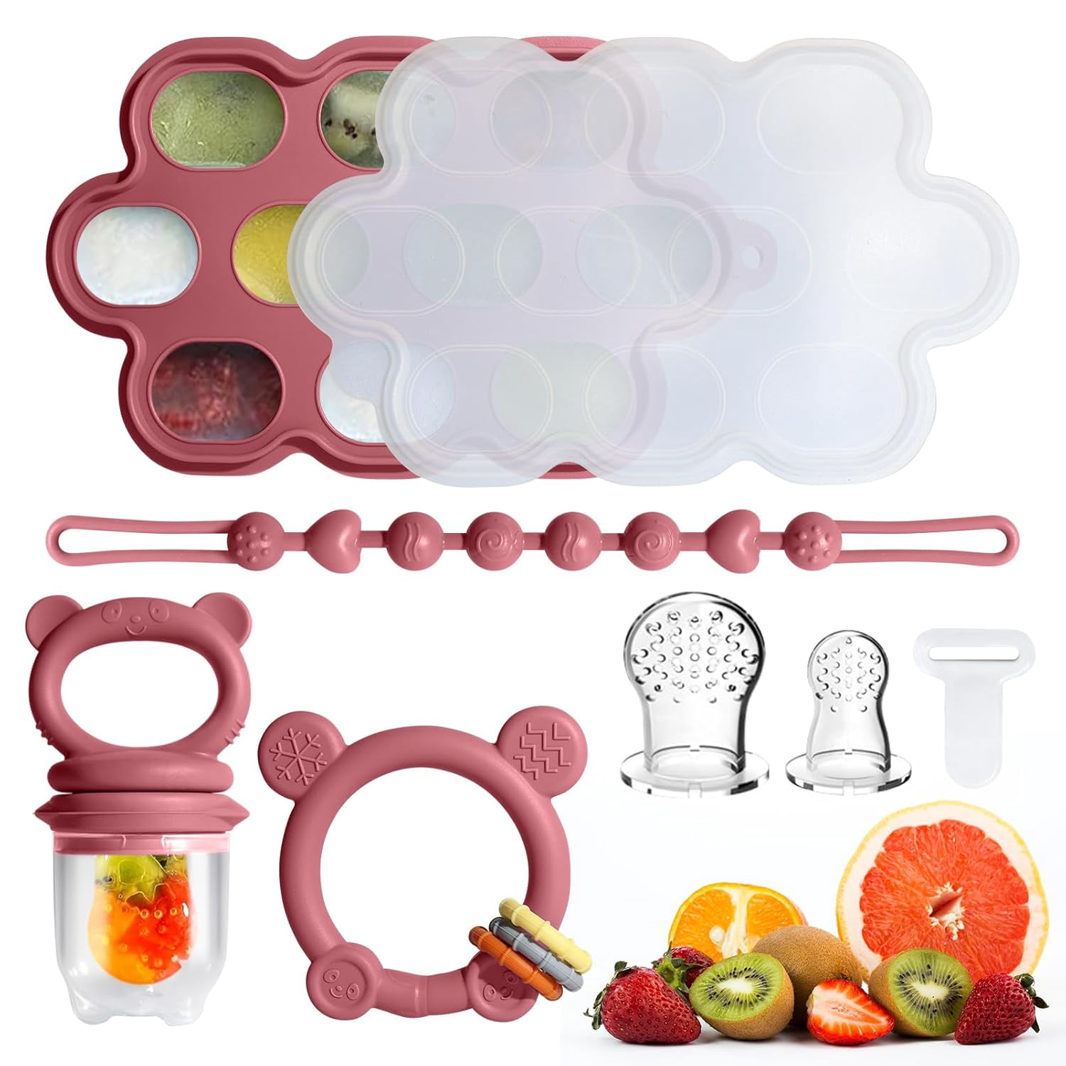 Baby Fruit Food Feeder & Breastmilk Popsicle Molds for Teething Relief ...