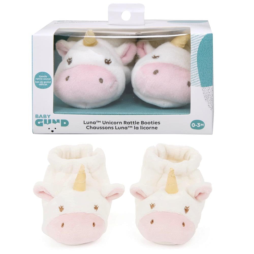 Baby GUND Luna Unicorn Rattle Booties Plush Baby Infant Shoes, White ...