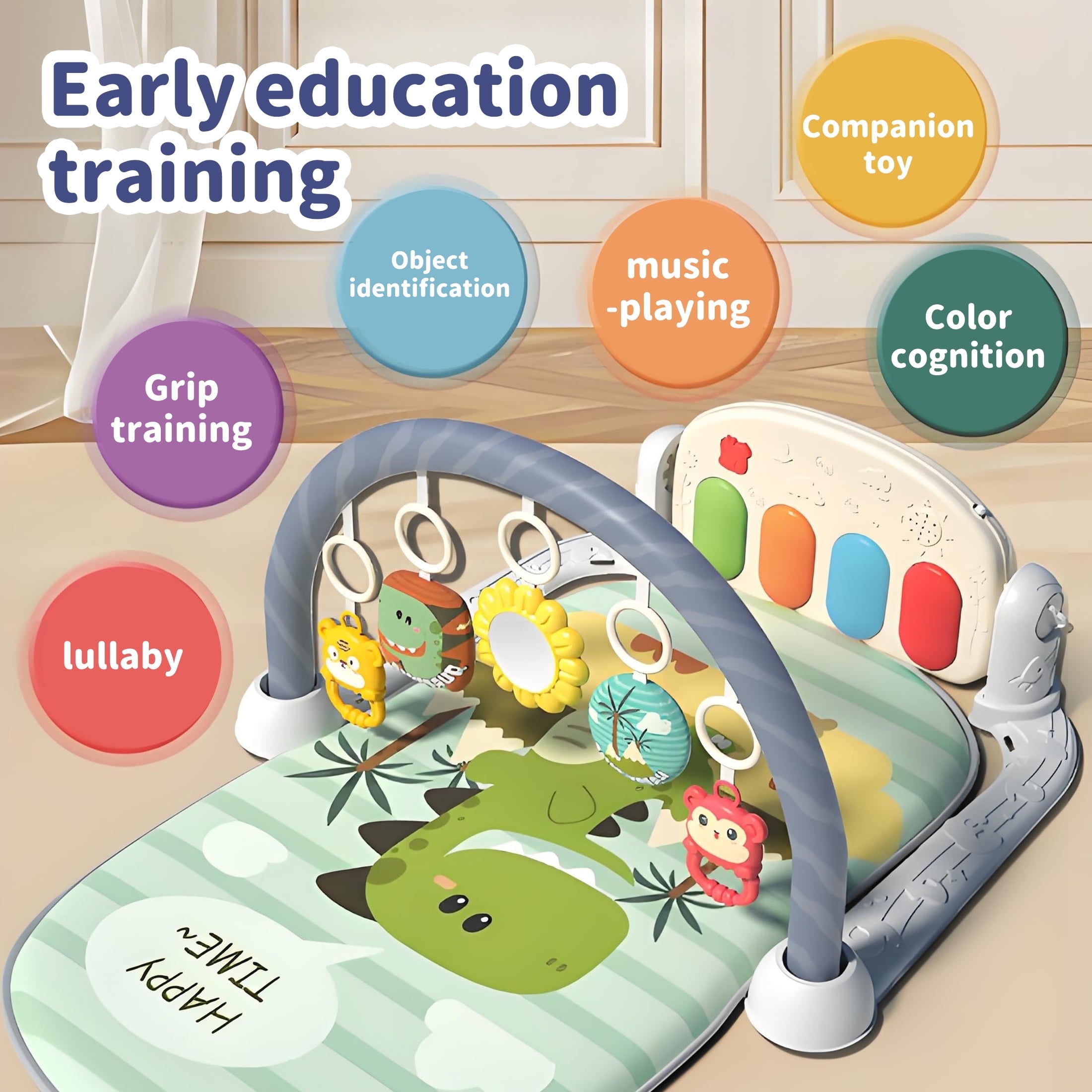 Baby Play Gym, Kick and Play Piano Mat, Tummy Time Activity Center ...