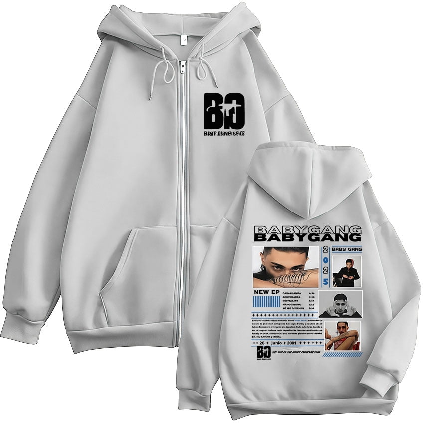 Baby Gang 2025 Unisex Long Sleeve Vintage Oversized Gothic Hip Hop Zip ...