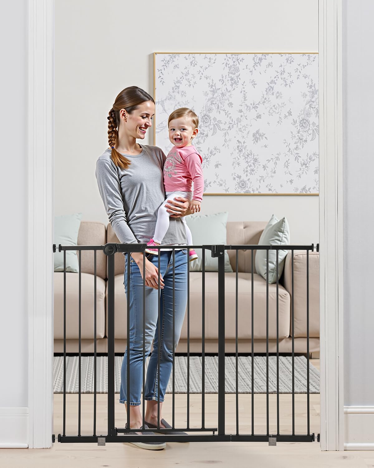 Baby Gate, 26-48 Inches Adjustable Width, 36 Inches High Dog Gate, Easy ...