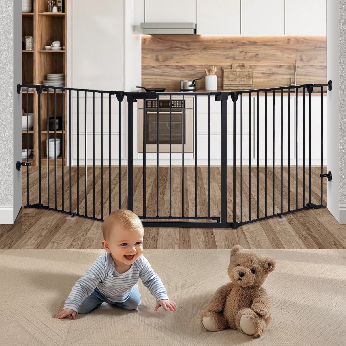 "Baby Gate Safety Gate, Extra Wide 80"" Iron Panels for Door, Kitchen ...