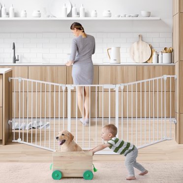 Free Shipping! Hommoo Baby Gates with Swing Door, 6-panel Baby Pet ...