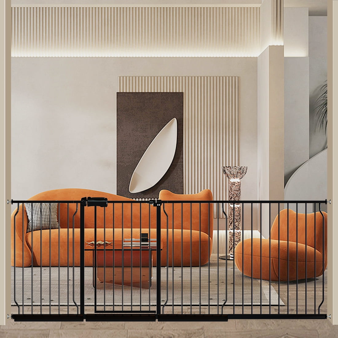 Baby Gate for Doorways Stairs Hallway 85.8-90.5 Inch Wide, Walk Through ...