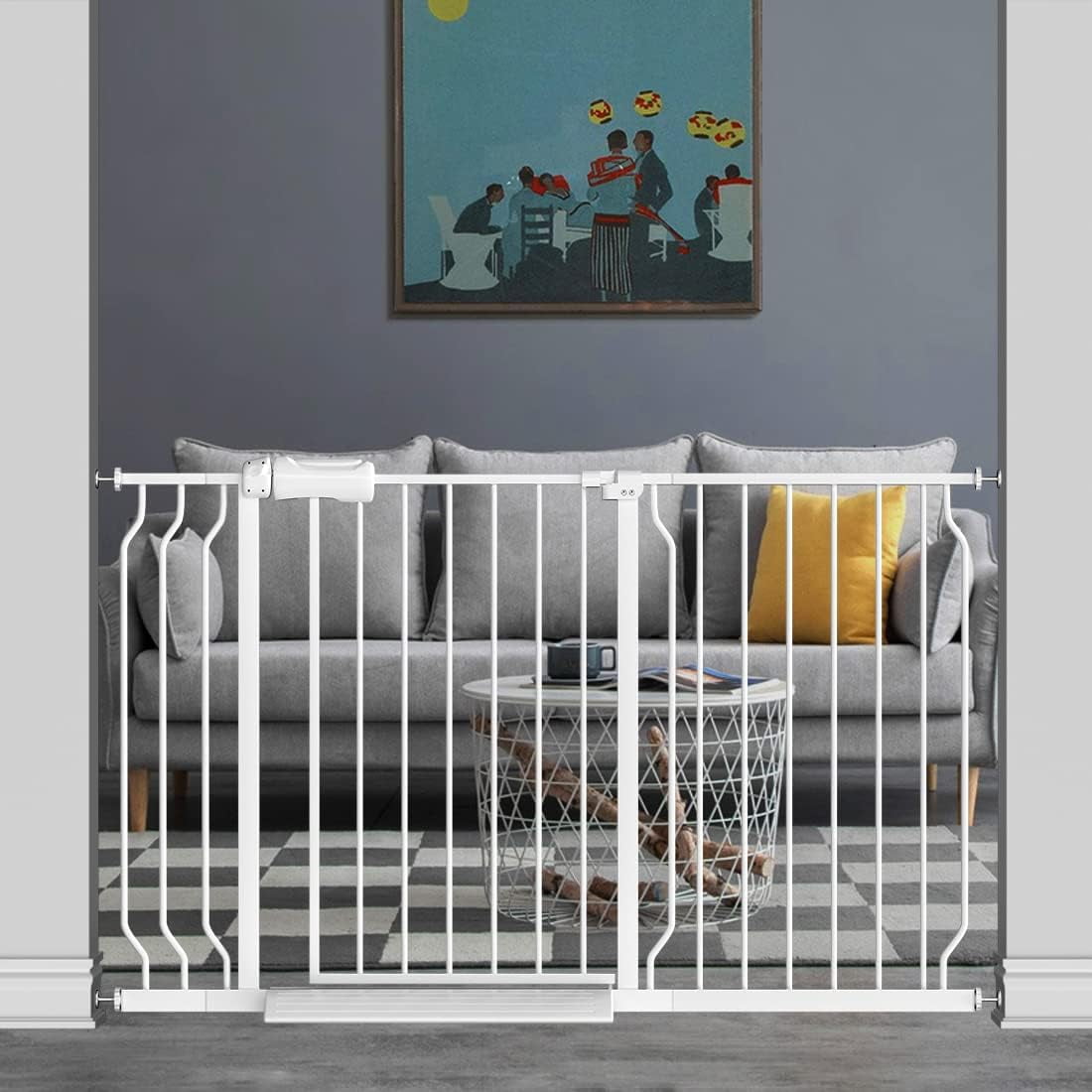 Baby Gate Extra Wide with Door, 48.1-52.7 Inch Walk Through Presure ...