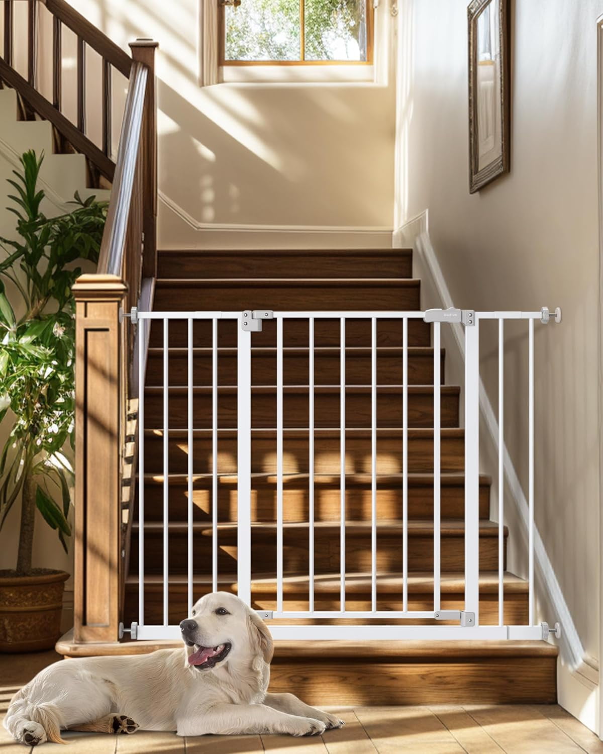 Baby Gate for Stairs 28.9-42.1" Wide, 30" Tall Easy Step Walk Through ...