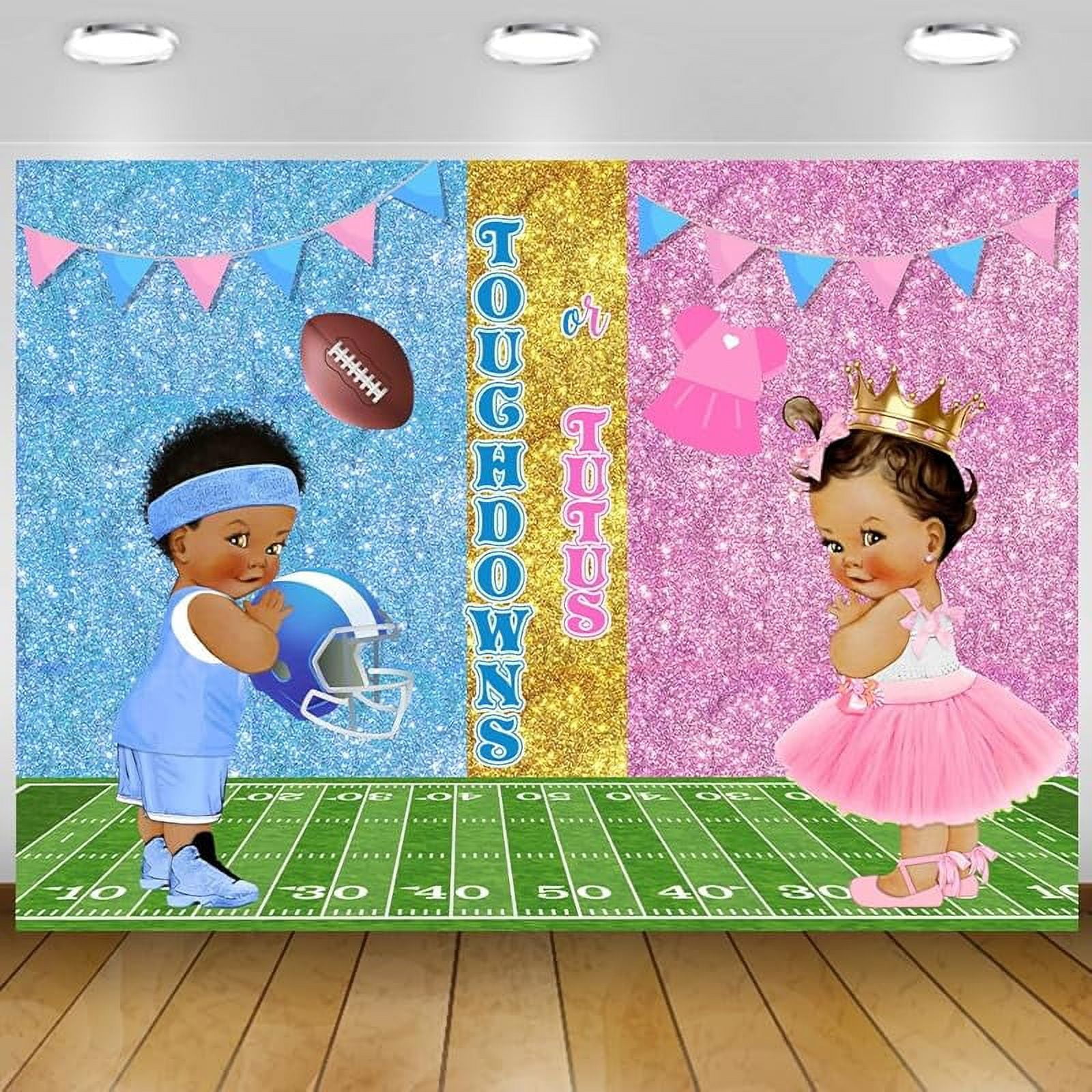 Baby Gender Reveal Backdrop Pink Dress Or Football Photography ...