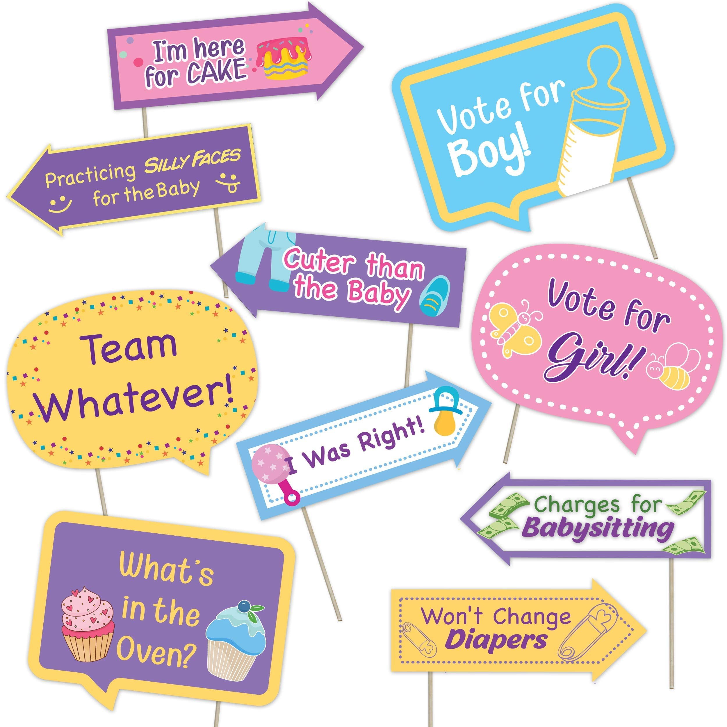 Baby Gender Reveal Photo Booth Props - Neutral Boy or Girl Themed Party ...