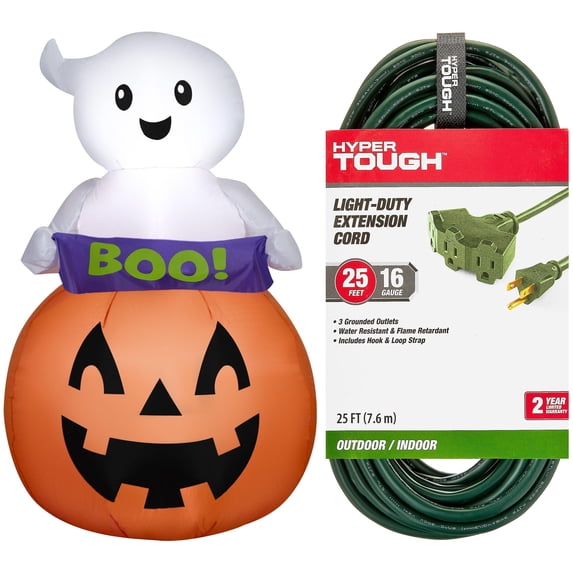 Baby Ghost in Jack-o'-Lantern with Banner Yard Inflatable + Hyper Tough ...