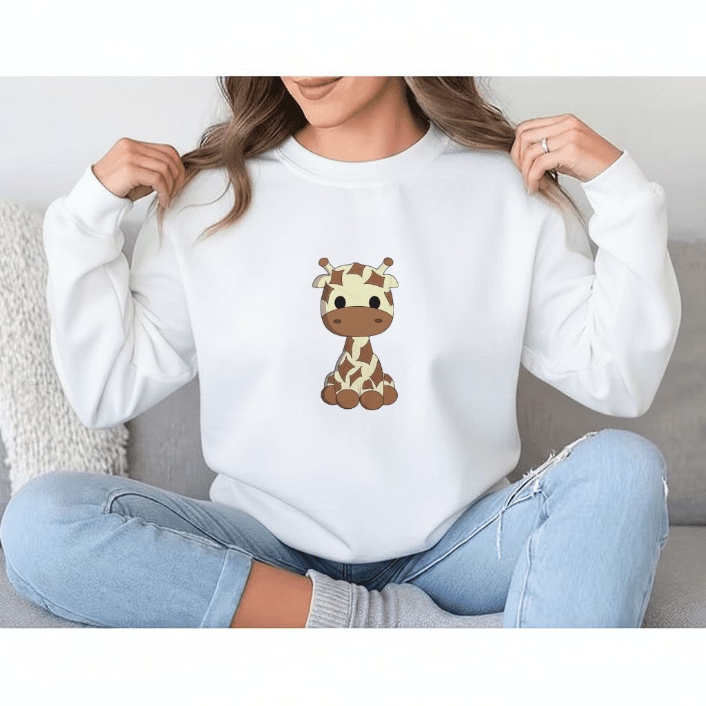 Baby Giraffe Adorable Cartoon Cute Wildlife Safari Art Sweatshirt, up ...
