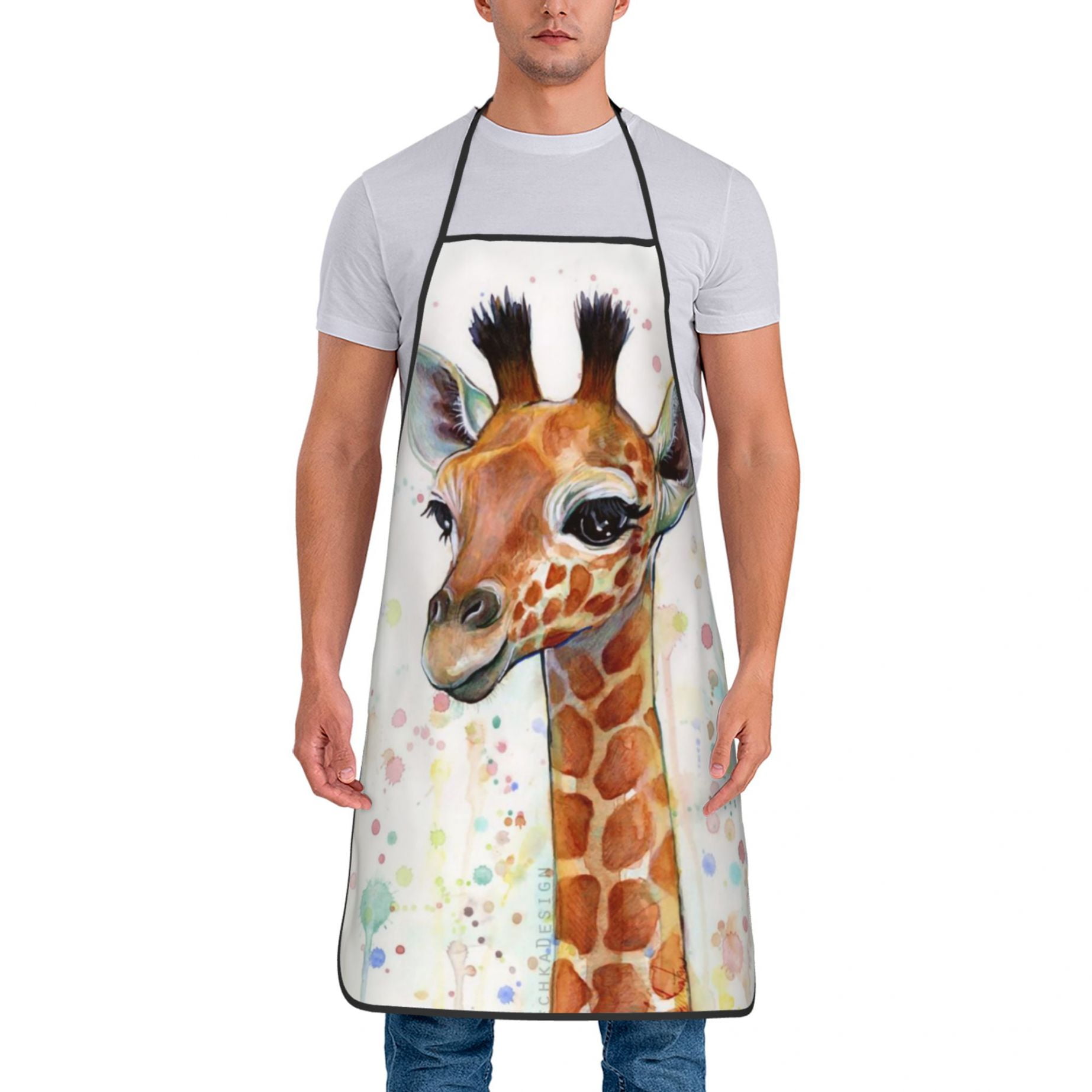 Baby Giraffe Aprons for Women Men Waterproof Apron Kitchen Chef Cooking ...