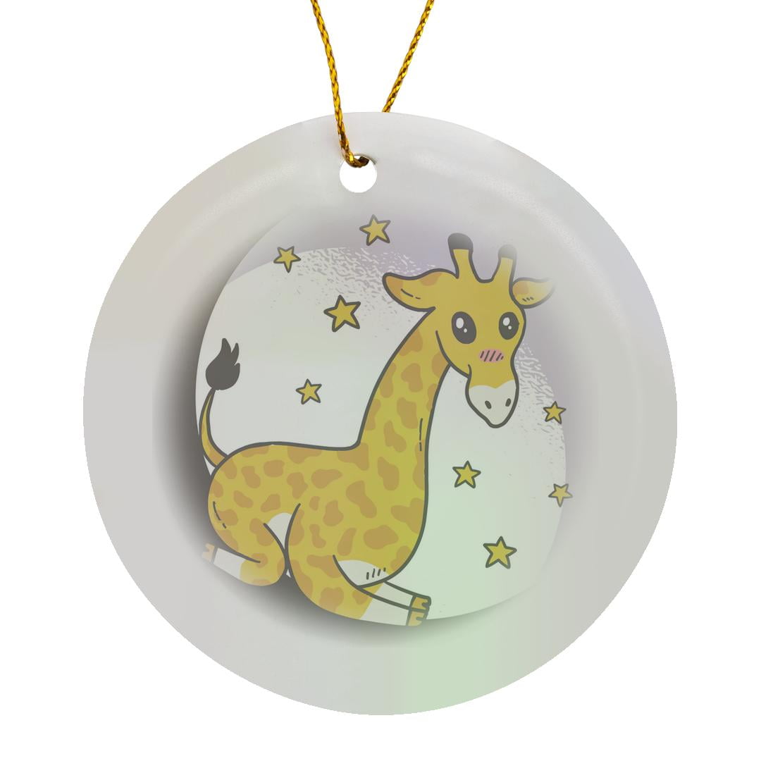 Baby Giraffe, Circle Porcelain Ornament - Walmart.com