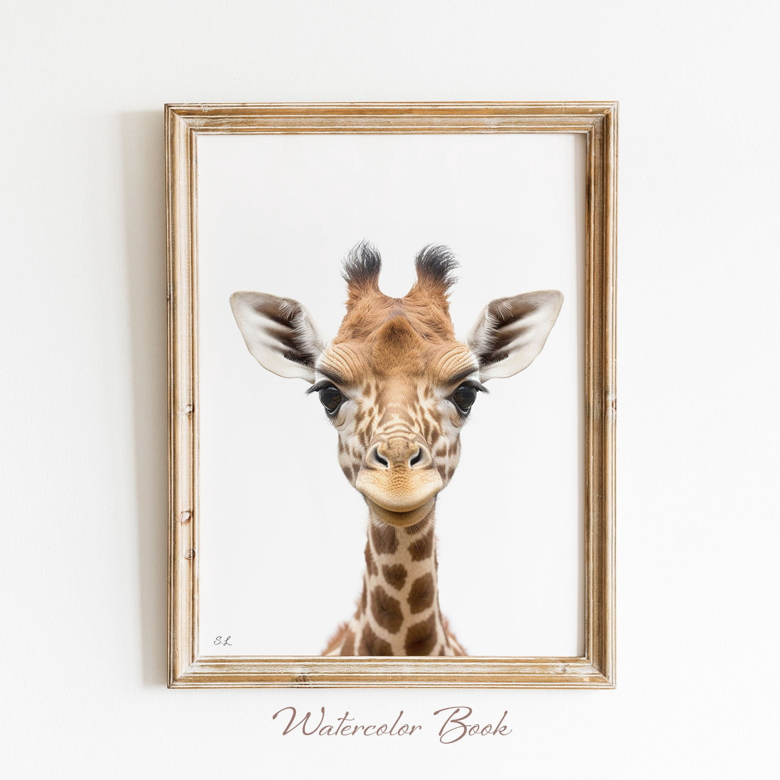 Baby Giraffe Fine Art Nursery Print: Animal Wall Art Poster Vintage ...