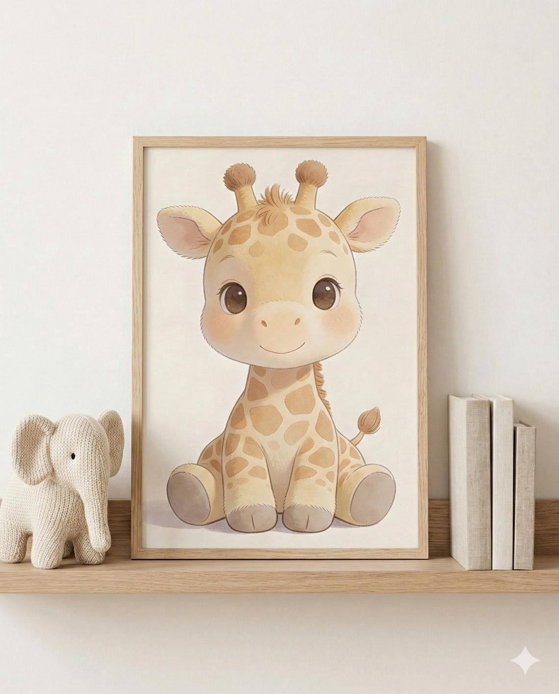 Baby Giraffe Nursery Wall Art Portrait Neutral Safari Animal, Unframed ...