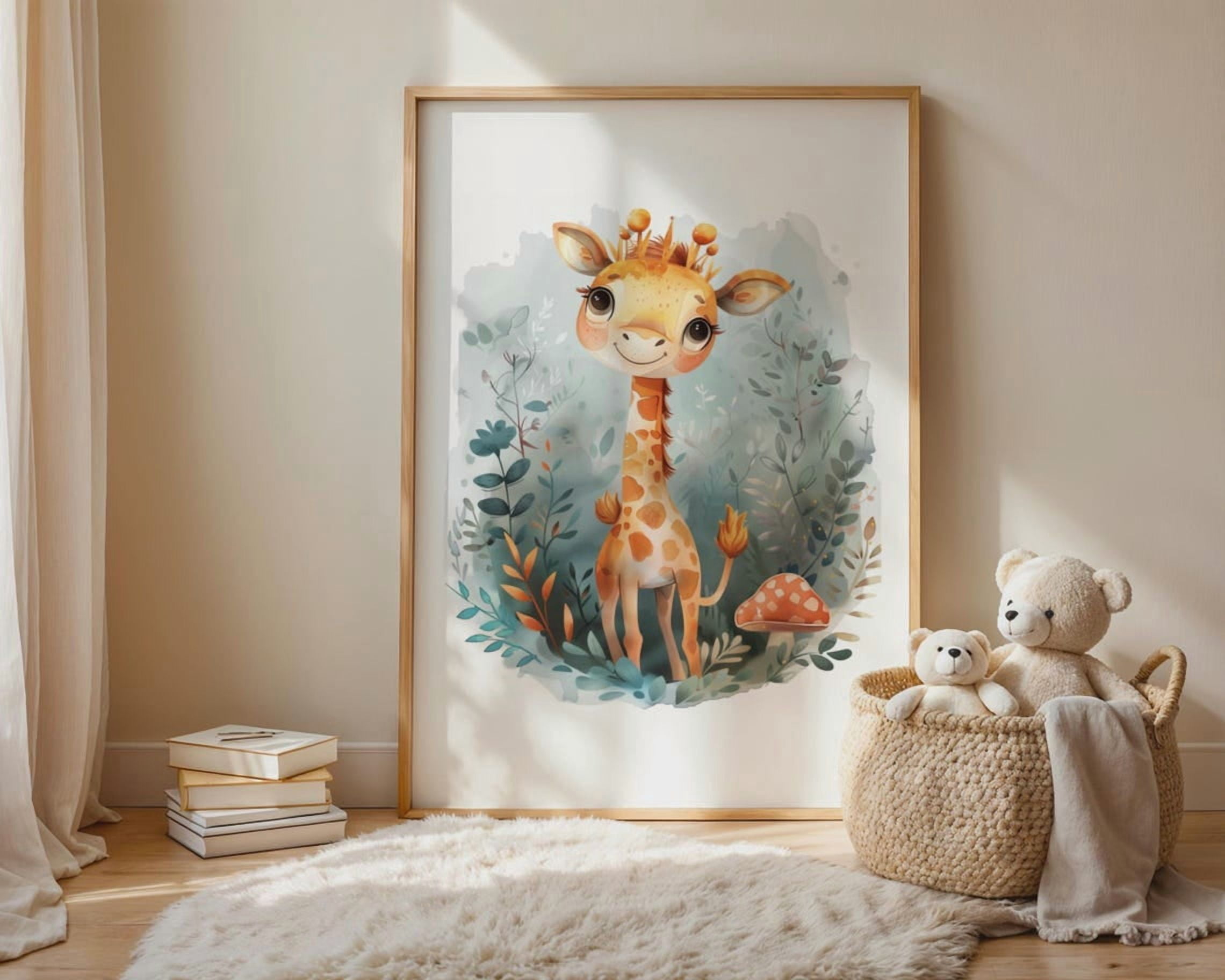 Baby Giraffe Nursery Woodland Animal Wall Art Poster Unframed Paper ...