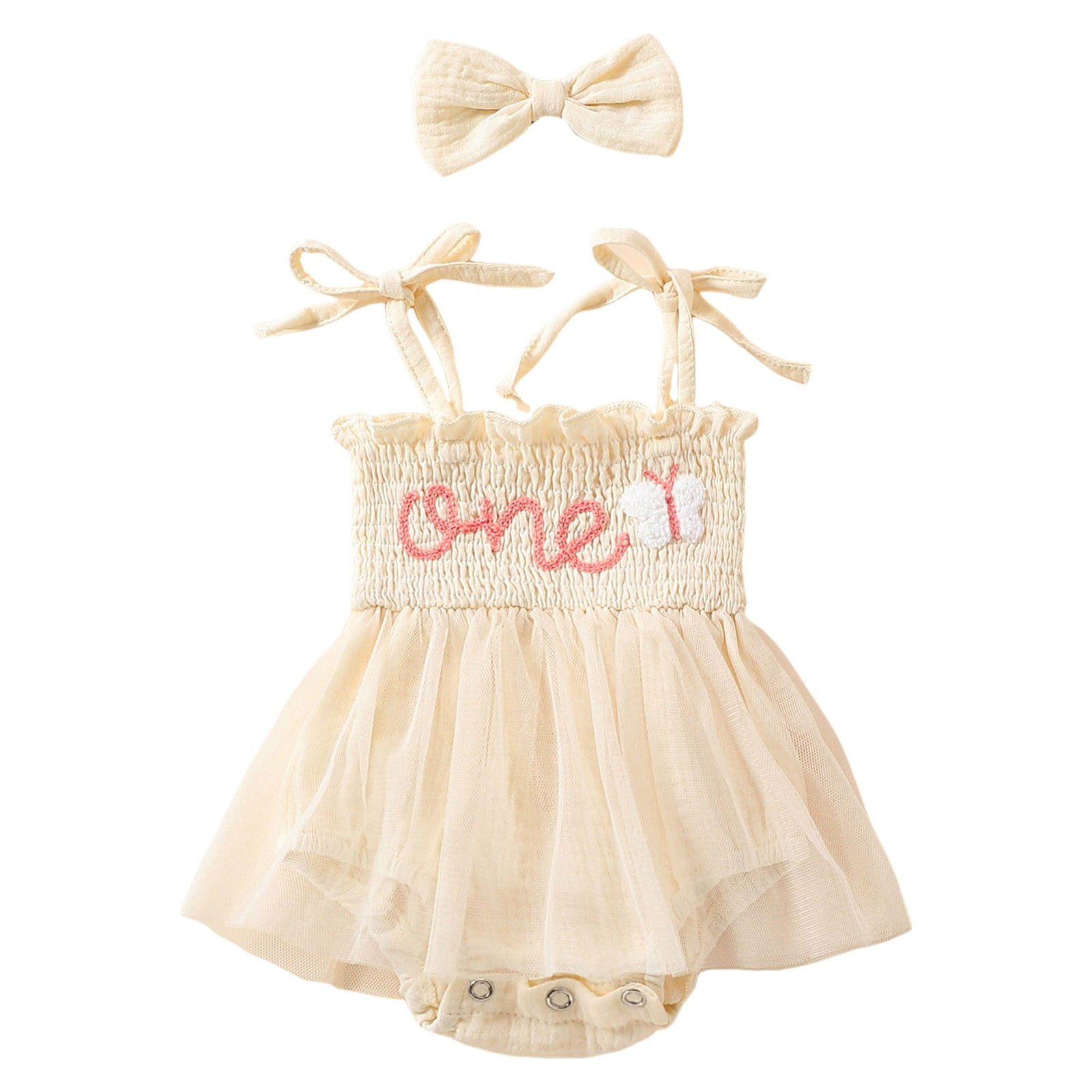 Baby Girl 1st Birthday Clothes One Year Old Tulle Romper Sleeveless ...
