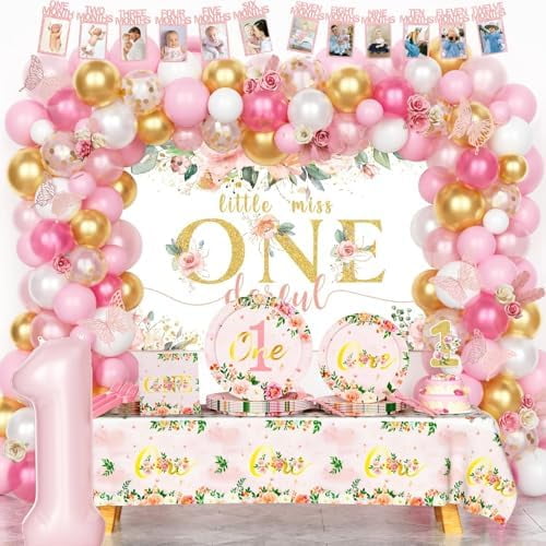 Baby Girl 1st Birthday Supplies, First Birthday Decorations for Girl ...