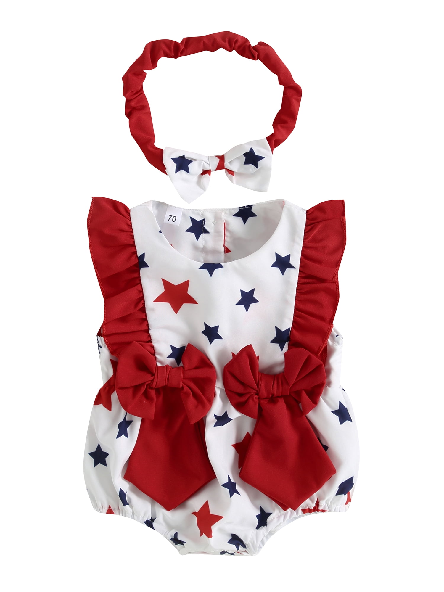 Baby Girl 4th of July Outfit Infant Independence Day Romper Star ...