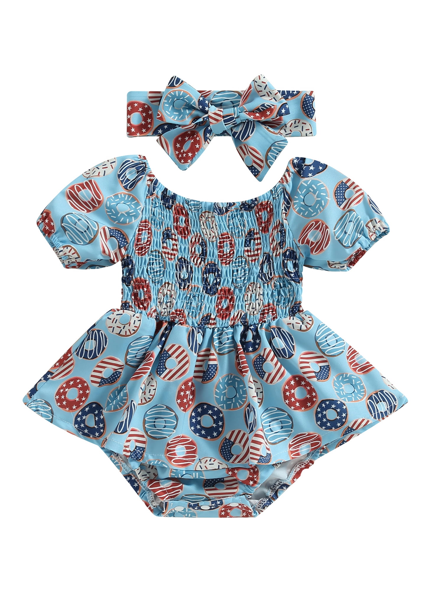 Baby Girl 4th of July Outfit Infant Memorial Day Romper Star American ...