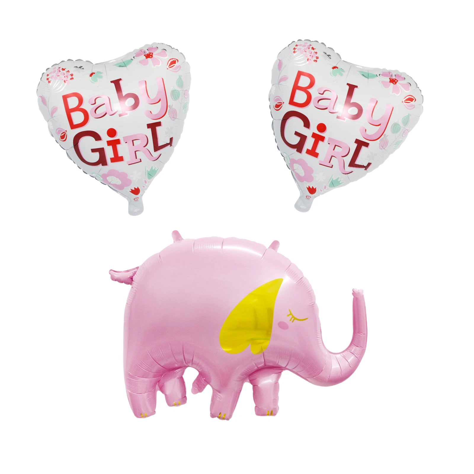 Baby Girl Balloon Set Pink Elephant Heart Balloons Baby Shower Newborn ...