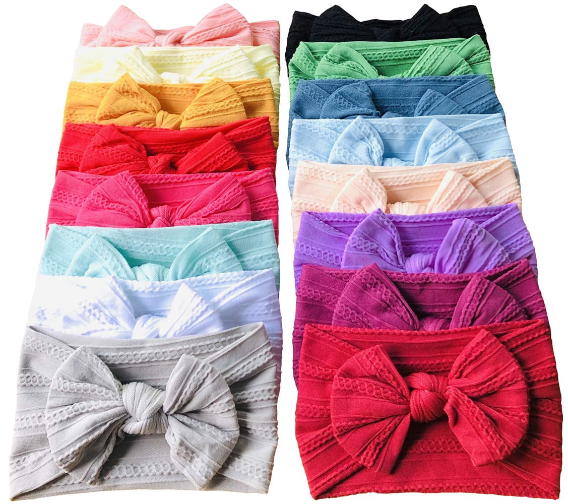 Baby Girl Bows Nylon Headbands Jacquard Design for Newborn Infant ...
