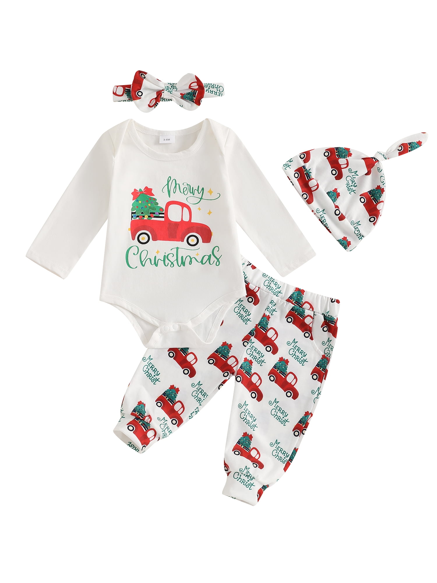 Baby Girl Boy Christmas Outfit Gingerbread Santa Print Long Sleeve ...